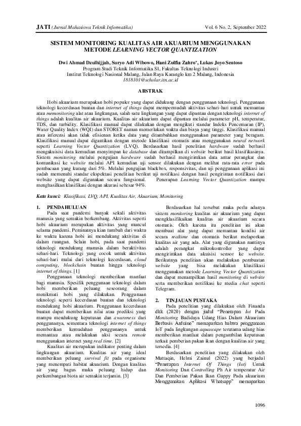 (PDF) Sistem Monitoring Kualitas Air Akuarium Menggunakan Metode ...