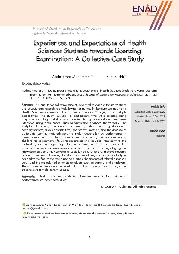 (PDF) Experiences and Expectations of Health Sciences Students towards ...