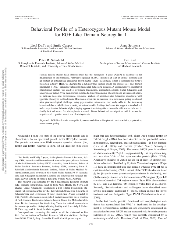 (PDF) Behavioral profile of a heterozygous mutant mouse model for EGF ...