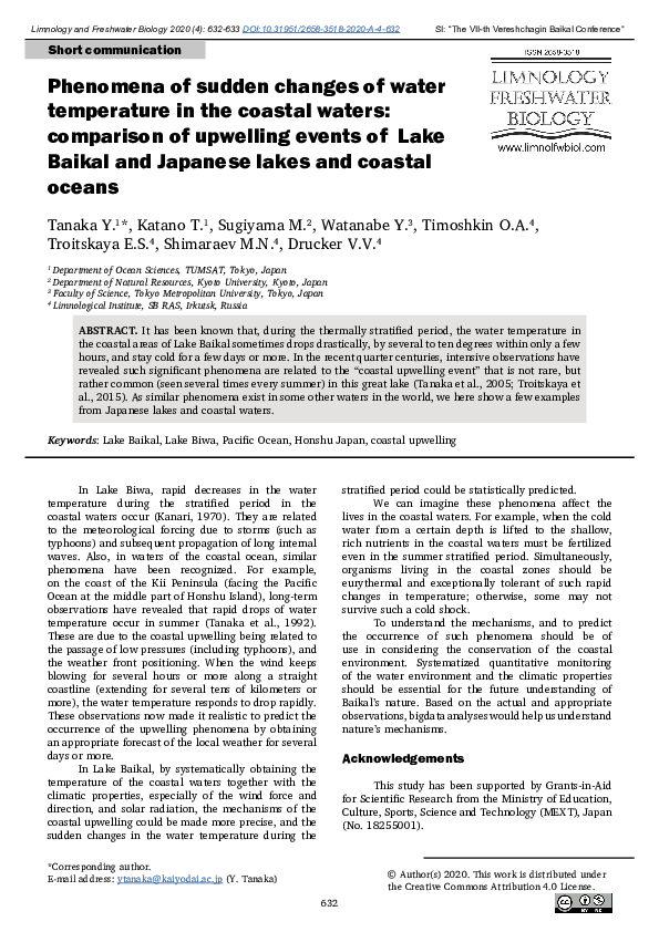 (PDF) Phenomena of sudden changes of water temperature in the coastal ...