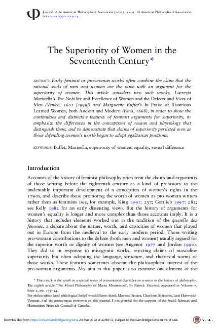 (PDF) The Superiority of Women in the Seventeenth Century