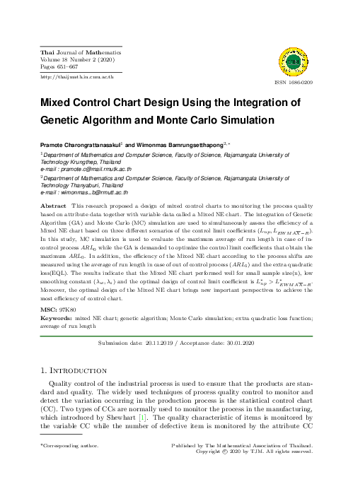 (PDF) Mixed Control Chart Design Using the Integration of Genetic Algorithm and Monte Carlo ...