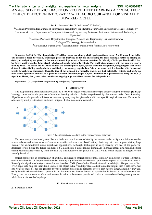 (PDF) AN ASSISTIVE DEVICE BASED ON RECENT DEEP LEARNING APPROACH FOR ...