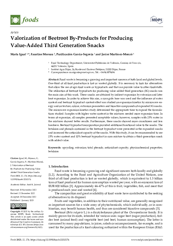 (PDF) Valorization of Beetroot By-Products for Producing Value-Added ...