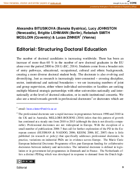 (PDF) Editorial: Structuring Doctoral Education
