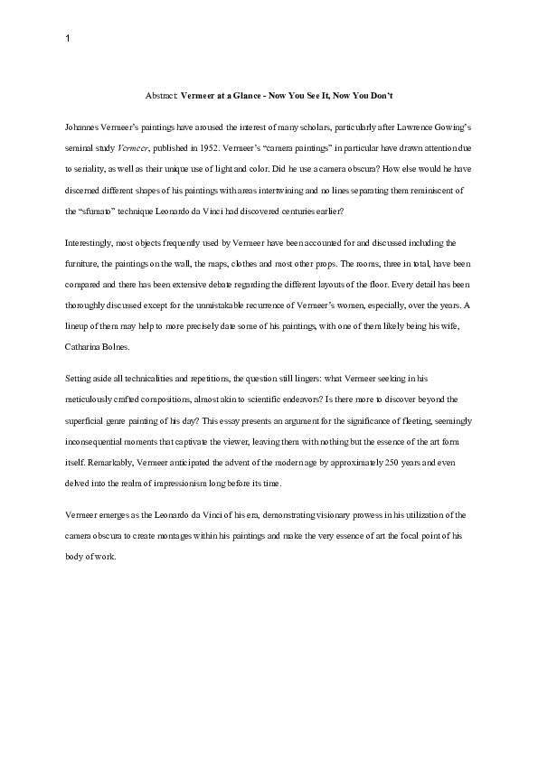 (DOC) Vermeer at a Glance