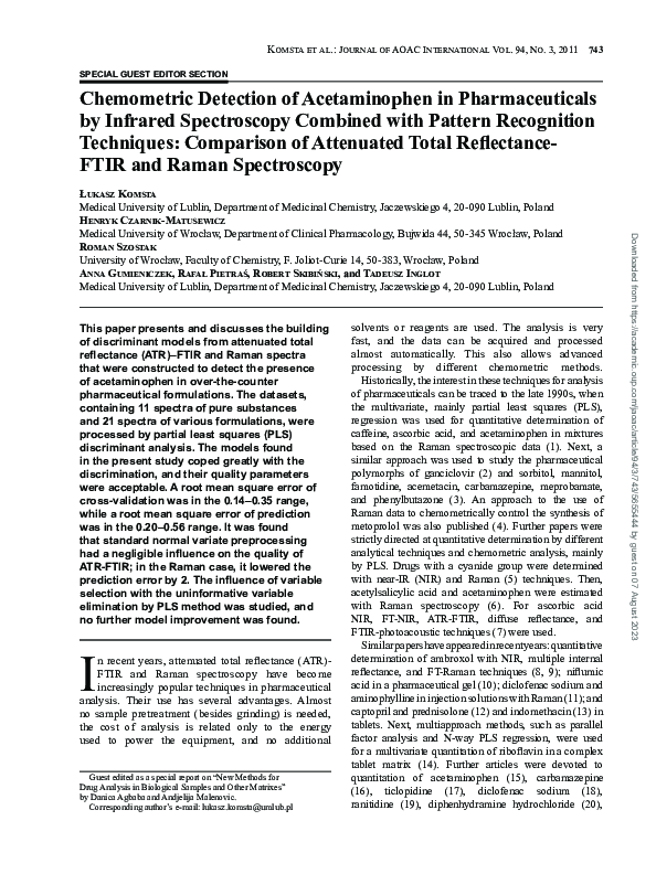 (PDF) Chemometric Detection of Acetaminophen in Pharmaceuticals by Infrared Spectroscopy ...