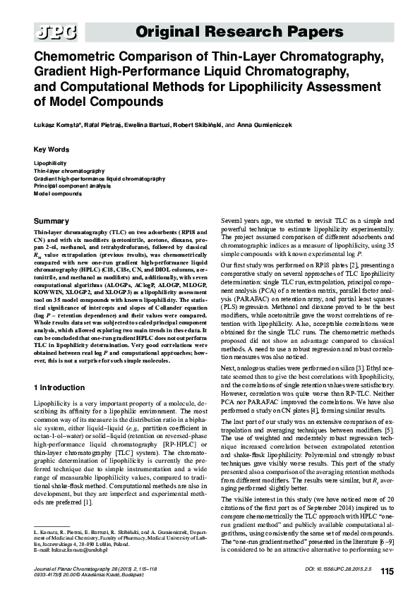 (PDF) Chemometric comparison of thin-layer chromatography, gradient high-performance liquid ...
