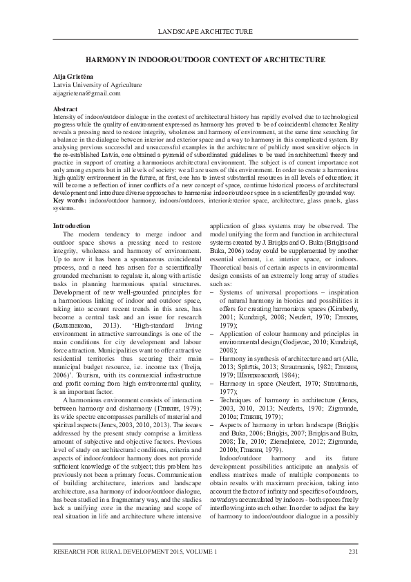 (PDF) Harmony in Indoor/Outdoor Context of Architecture