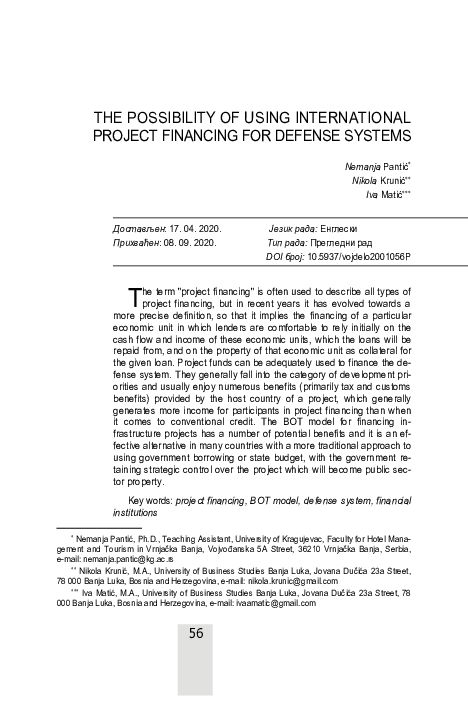 (PDF) The possibility of using international project financing for ...