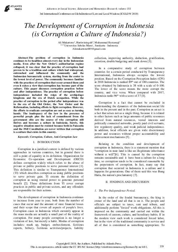 (PDF) The Development of Corruption in Indonesia (is Corruption a ...