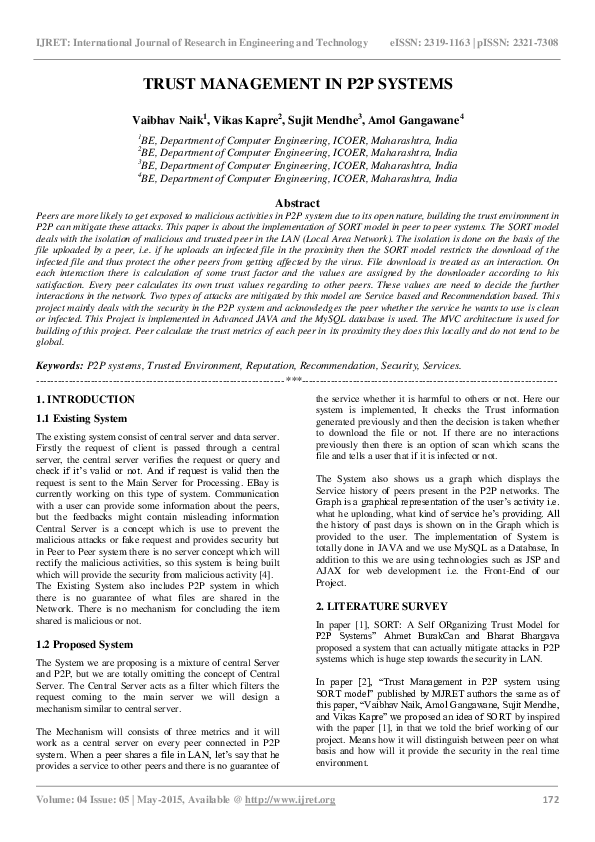 (PDF) Trust Management in P2P Systems