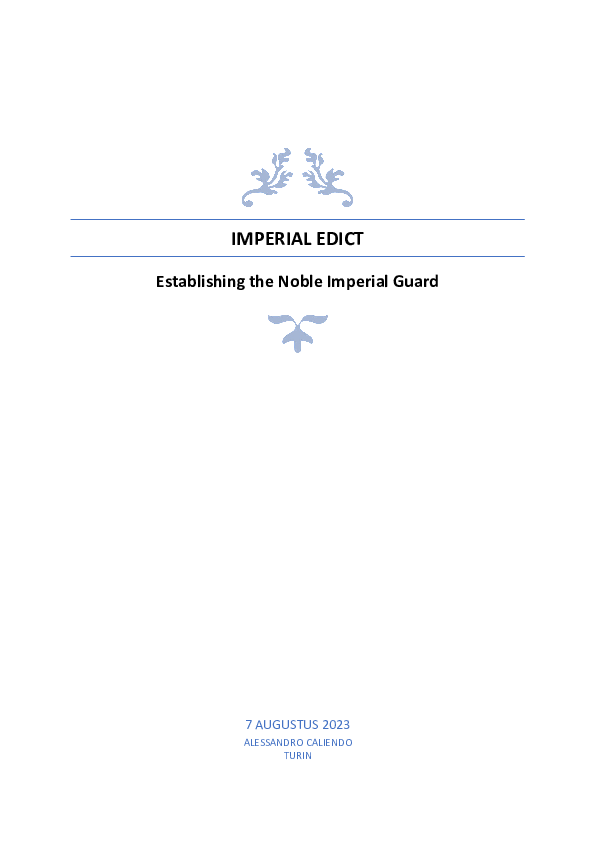 (DOC) [IMPERIAL EDICT II] Establishing the Noble Imperial Guard