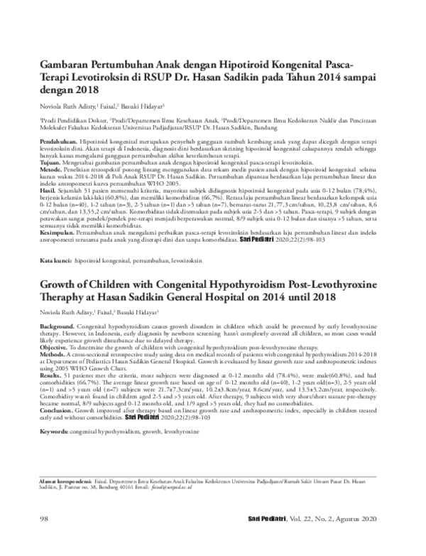 (PDF) Tumbuh Kembang Anak Hipotiroid Kongenital yang Diterapi dini ...