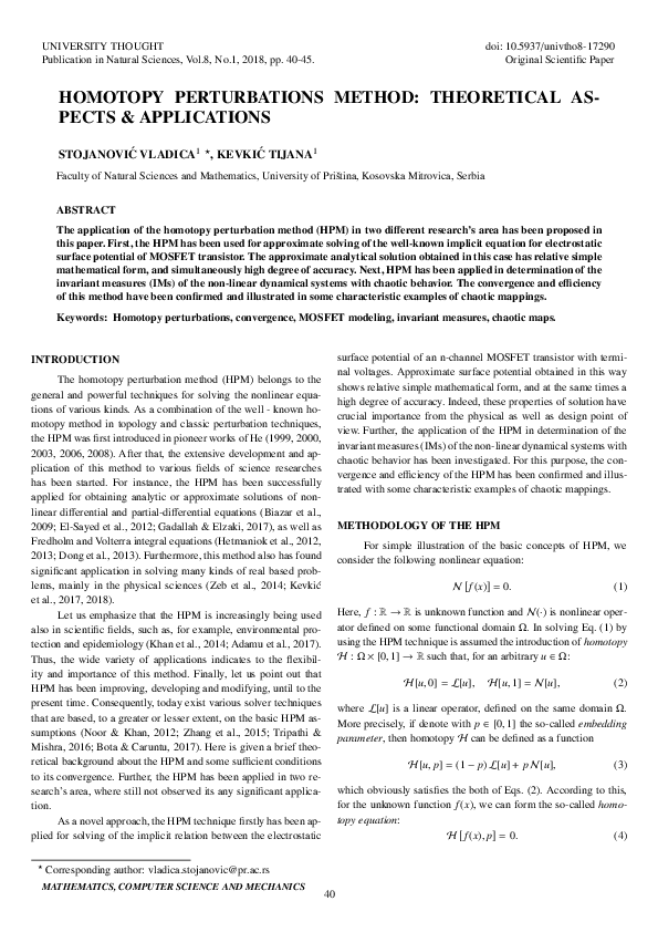 (PDF) Homotopy perturbations method: Theoretical as­pects and applications
