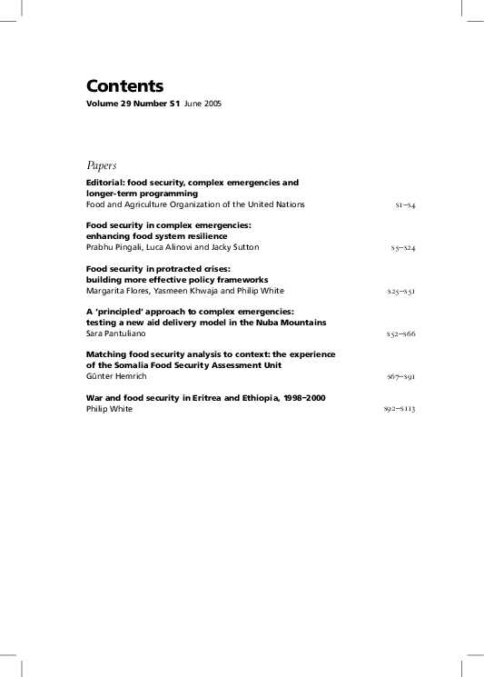 (PDF) Food Security in Complex Emergencies: Enhancing Food System ...