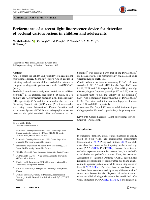 (PDF) Performance of a recent light fluorescence device for detection ...