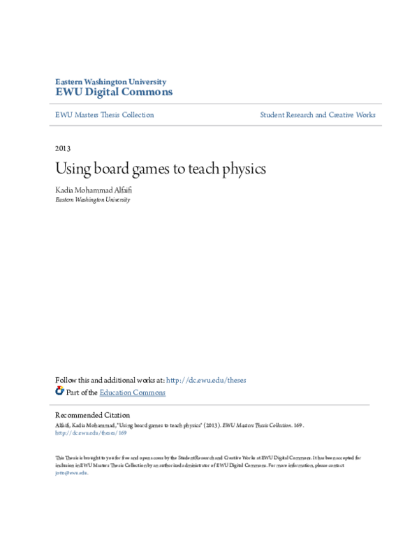 (PDF) Using board games to teach physics