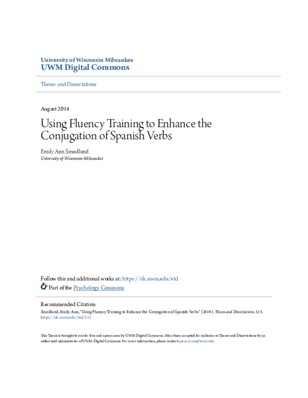 (PDF) Using Fluency Training to Enhance the Conjugation of Spanish Verbs