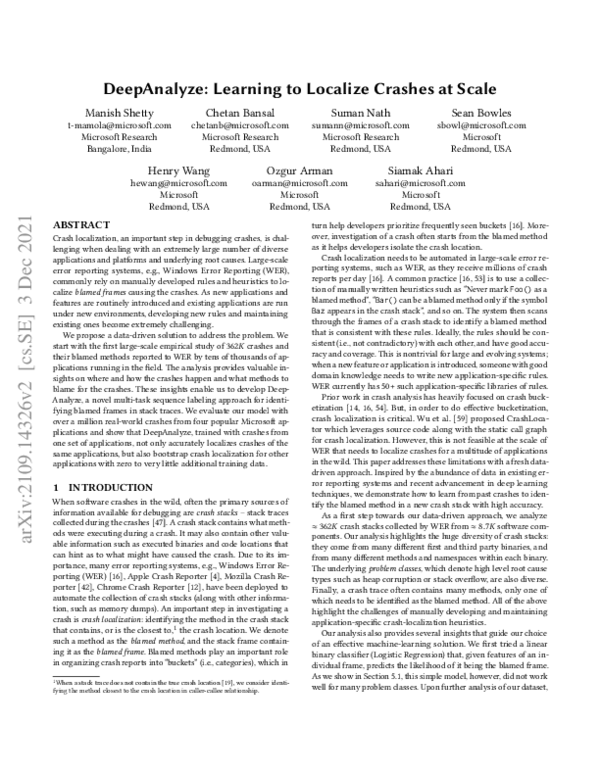 (PDF) DeepAnalyze: Learning to Localize Crashes at Scale
