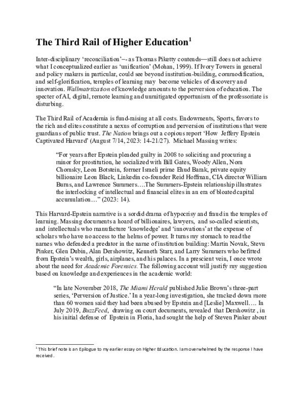 (DOC) The Third Rail of Higher Education1