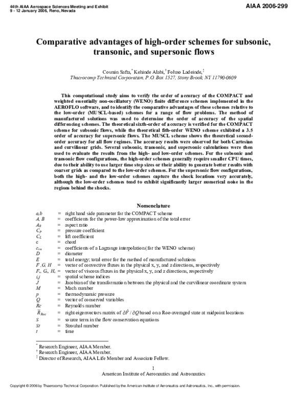 (PDF) Comparative advantages of high-order schemes for subsonic ...