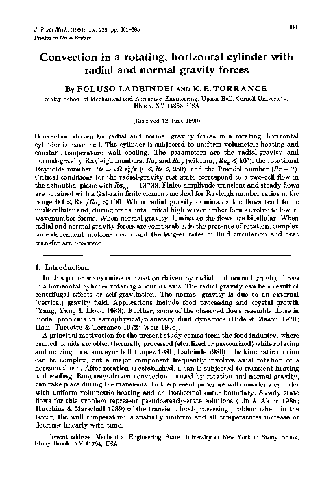 (PDF) Convection in a rotating, horizontal cylinder with radial and normal gravity forces
