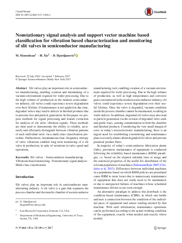 (PDF) Nonstationary signal analysis and support vector machine based ... (PDF) Nonstationary signal analysis and support vector machine based ...