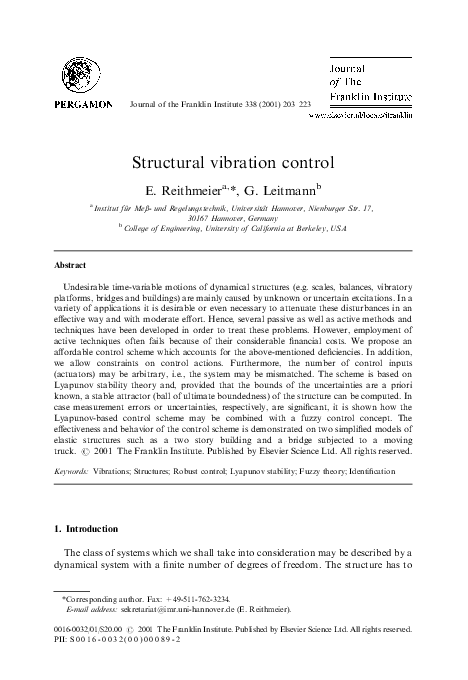 (PDF) Structural vibration control