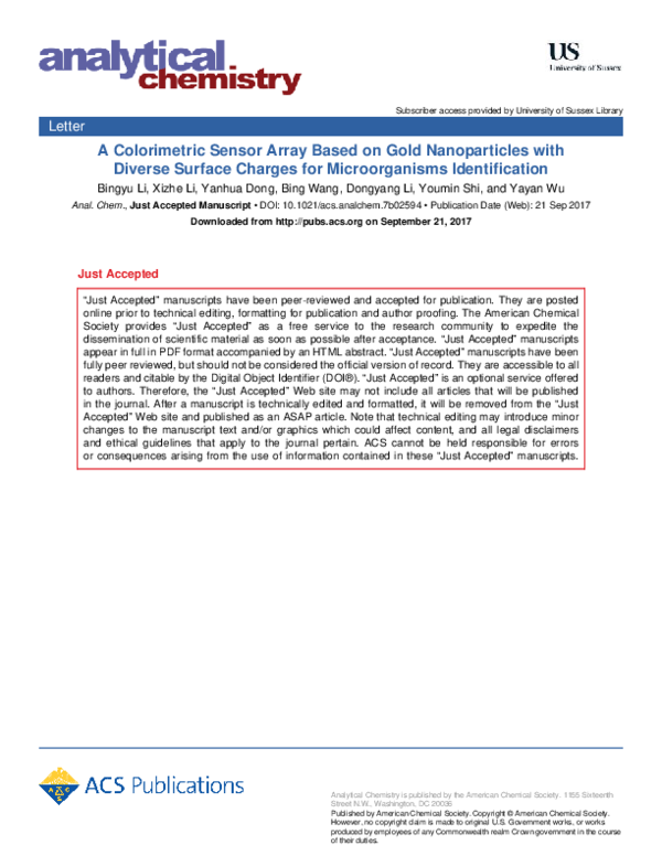 (PDF) Colorimetric Sensor Array Based on Gold Nanoparticles and Amino Acids for Identification ...
