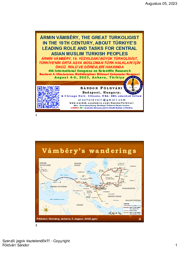 (PDF) Ármin Vámbéry about Türkiye’s Leading Role for Central Asian ...