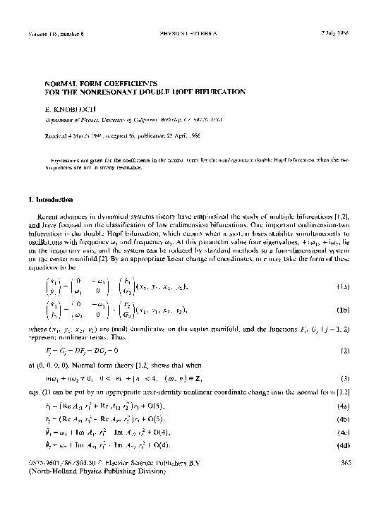 (PDF) Normal form coefficients for the nonresonant double Hopf bifurcation | E. Knobloch ...