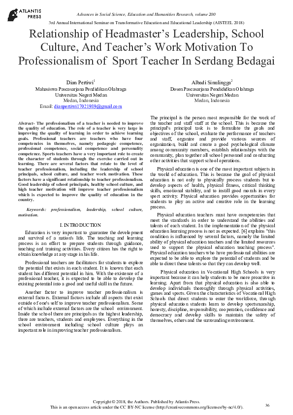 (PDF) Relationship of Headmaster’s Leadership, School Culture, And ...