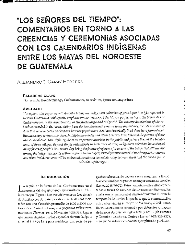 (PDF) "Los señores del tiempo": Comentarios en torno a las creencias y ...