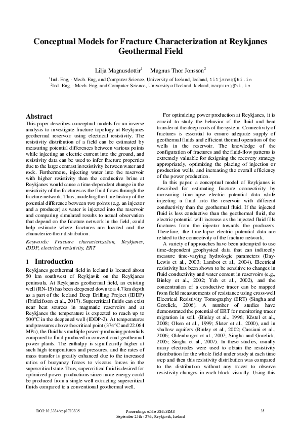 Pdf Conceptual Models For Fracture Characterization At Reykjanes Geothermal Field