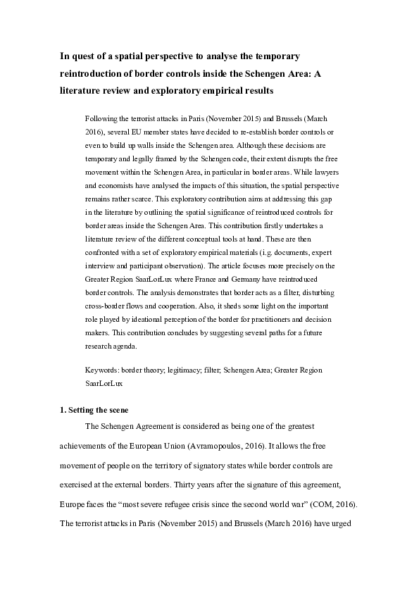 (PDF) The Temporary Reintroduction of Border Controls Inside the ... (PDF) The Temporary Reintroduction of Border Controls Inside the ...