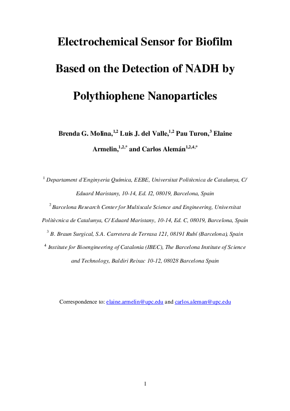 (PDF) Electrochemical Sensor for Biofilm Based on the Detection of NADH ...