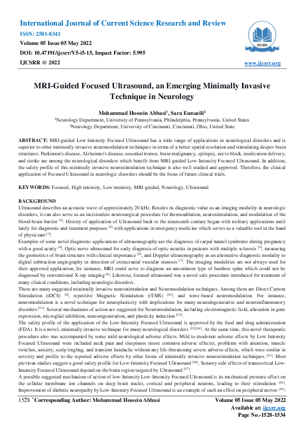 (PDF) MRI-Guided Focused Ultrasound, an Emerging Minimally Invasive ...
