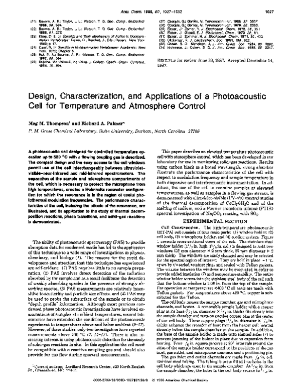 (PDF) Design, characterization, and applications of a photoacoustic cell for temperature and ...