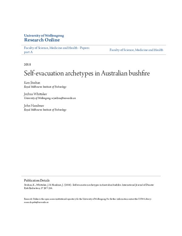 (PDF) Self-evacuation archetypes in Australian bushfire