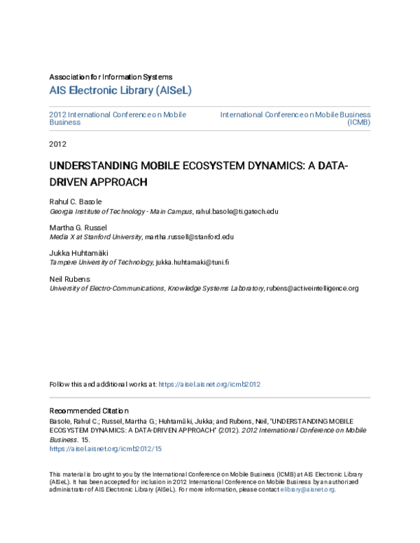 (PDF) Understanding Business Ecosystem Dynamics | Martha Russell - Academia.edu