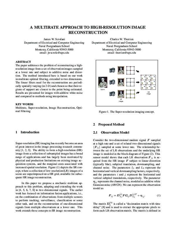 Pdf A Multirate Approach To High Resolution Image Reconstruction