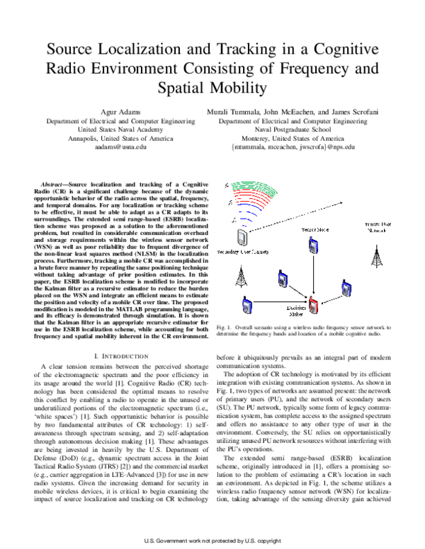 Pdf Source Localization And Tracking In A Cognitive Radio Environment