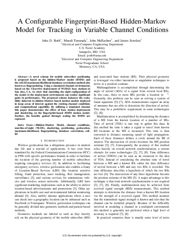 (PDF) A configurable fingerprint-based hidden-Markov model for tracking in variable channel ...