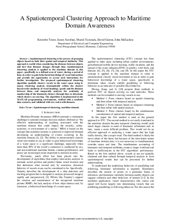 Pdf Spatiotemporal Clustering In Maritime Awareness