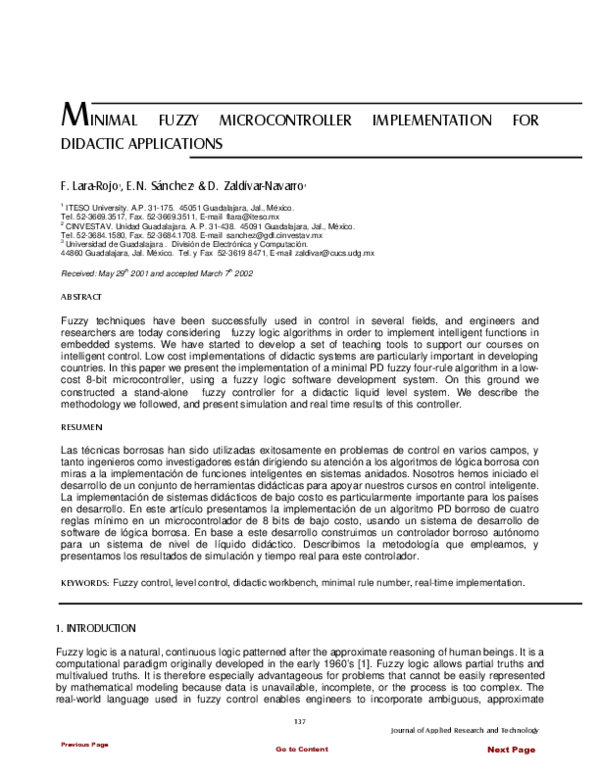 Pdf Minimal Fuzzy Microcontroller Implementation For Didactic
