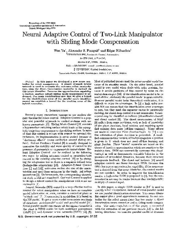 (PDF) Neural adaptive control of two-link manipulator with sliding mode compensation
