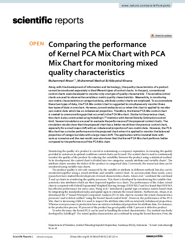 (PDF) Comparing the Performance of Kernel PCA Mix Chart with PCA Mix Chart for Monitoring Mixed ...