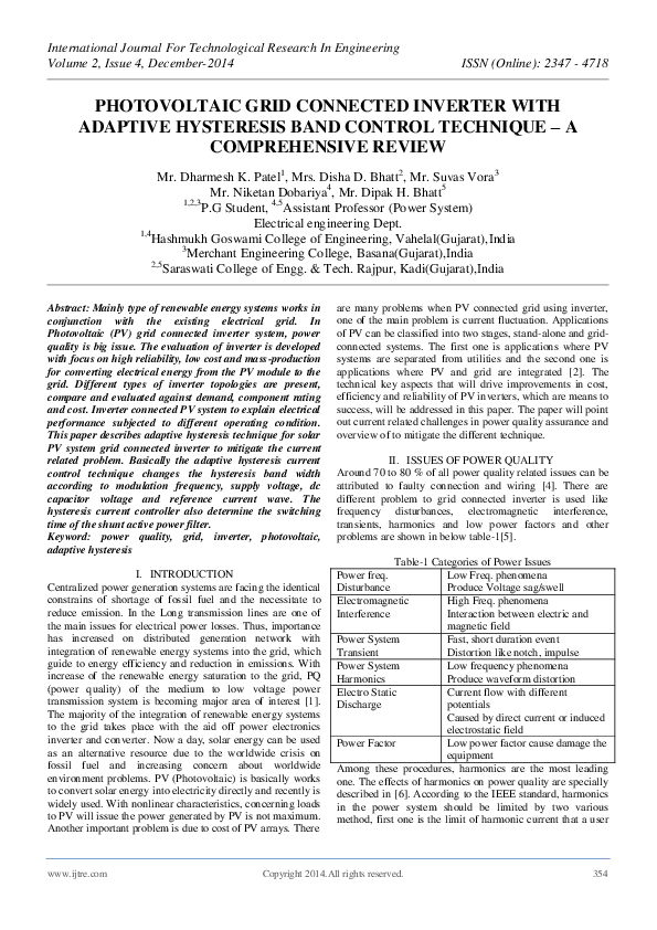 (PDF) Photovoltaic Grid Connected Inverter with Adaptive Hysteresis Band Control Technique – a ...