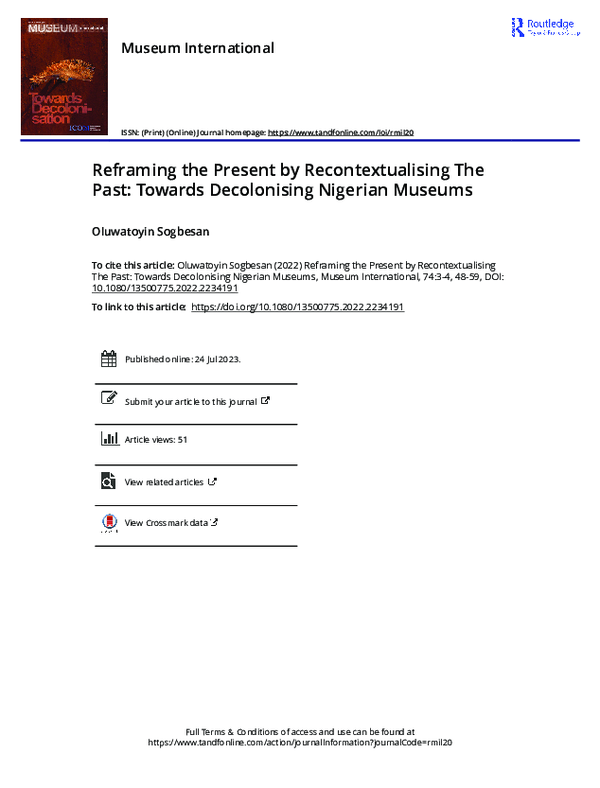 (PDF) Reframing the Present by Recontextualising The Past Towards ...